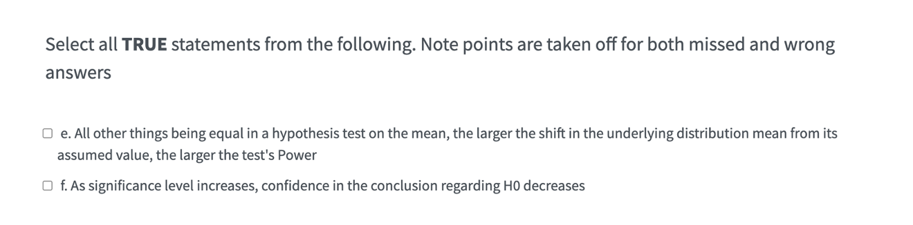 Solved Select all TRUE statements from the following. Note | Chegg.com
