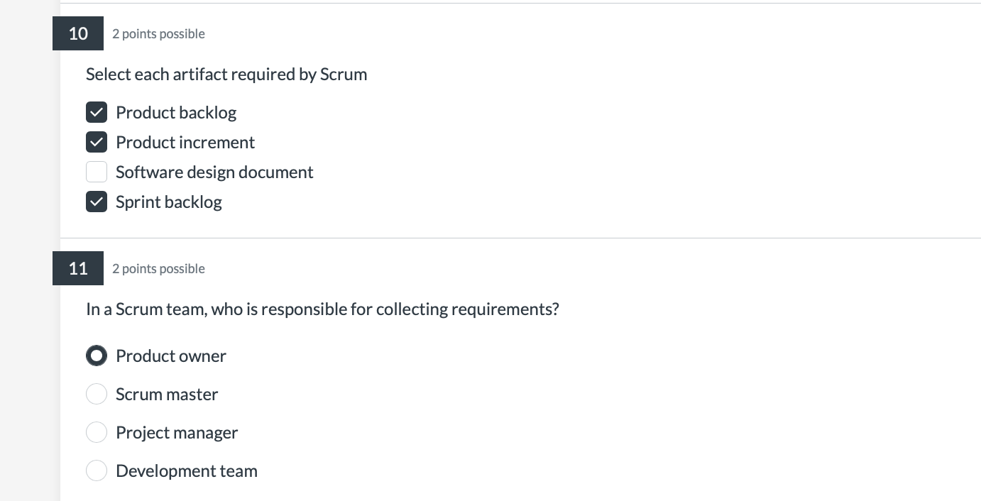 Solved 10 2 points possible Select each artifact required by | Chegg.com