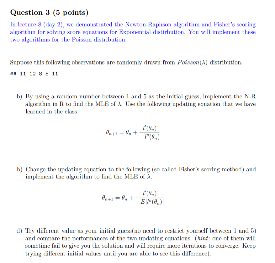 Solved Question 3 (5 points) In lecture-8 (day 2), we | Chegg.com