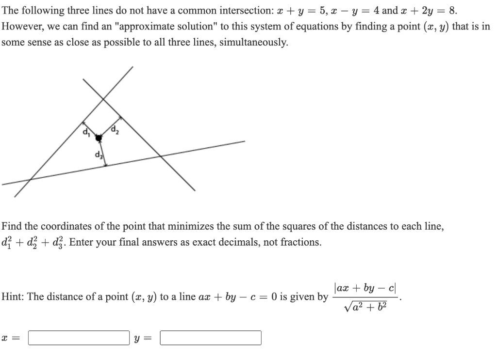 Solved The following three lines do not have a | Chegg.com