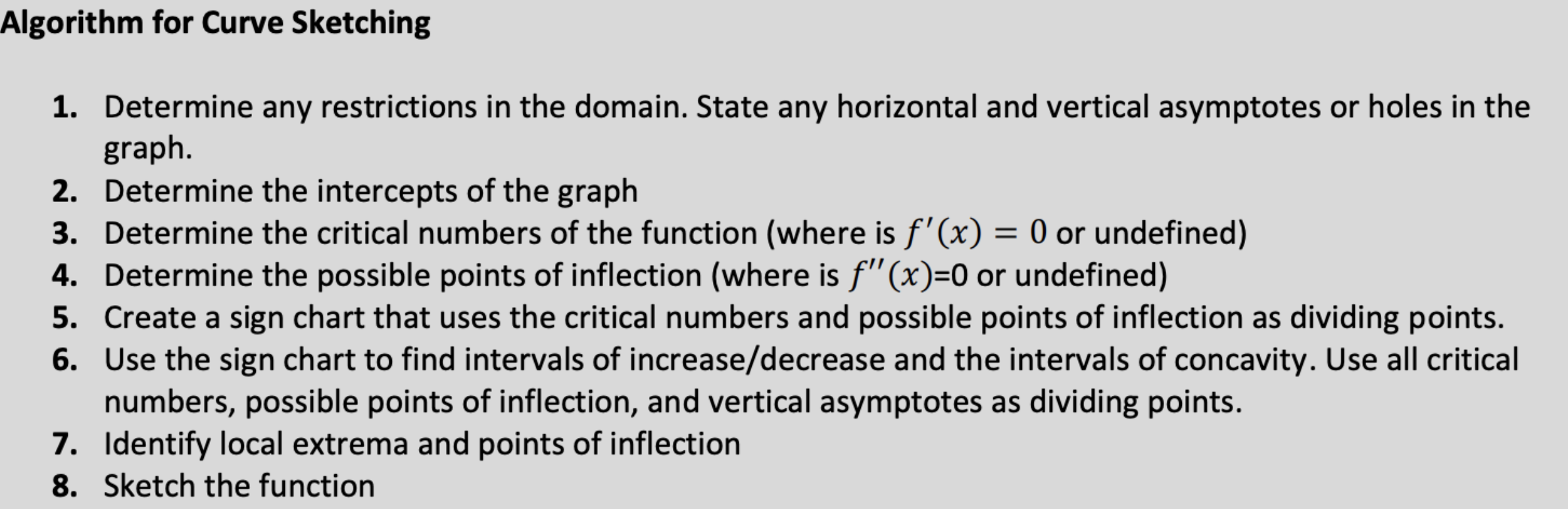 Solved Use The Curve Sketching Algorithm To Analyze The Key 