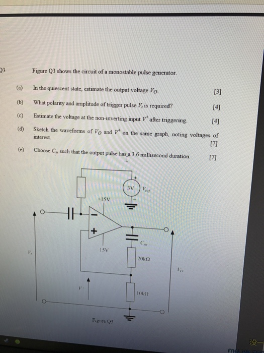 Solved Figure Q3 shows the circuit of a monostable pulse | Chegg.com