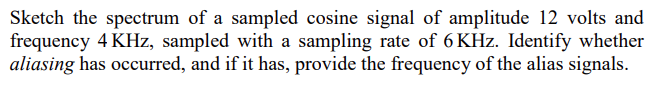 Solved Sketch the spectrum of a sampled cosine signal of | Chegg.com