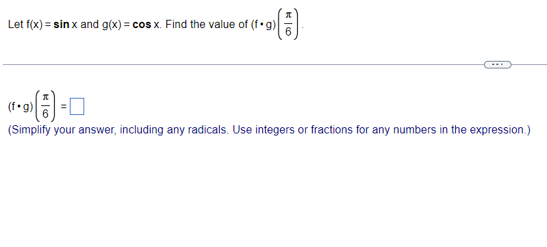 [Solved]: Let ( f(x)= sin x ) and ( g(x)= cos x ). Fin