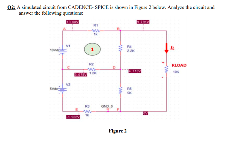 Solved Q2: A simulated circuit from CADENCE- SPICE is shown | Chegg.com