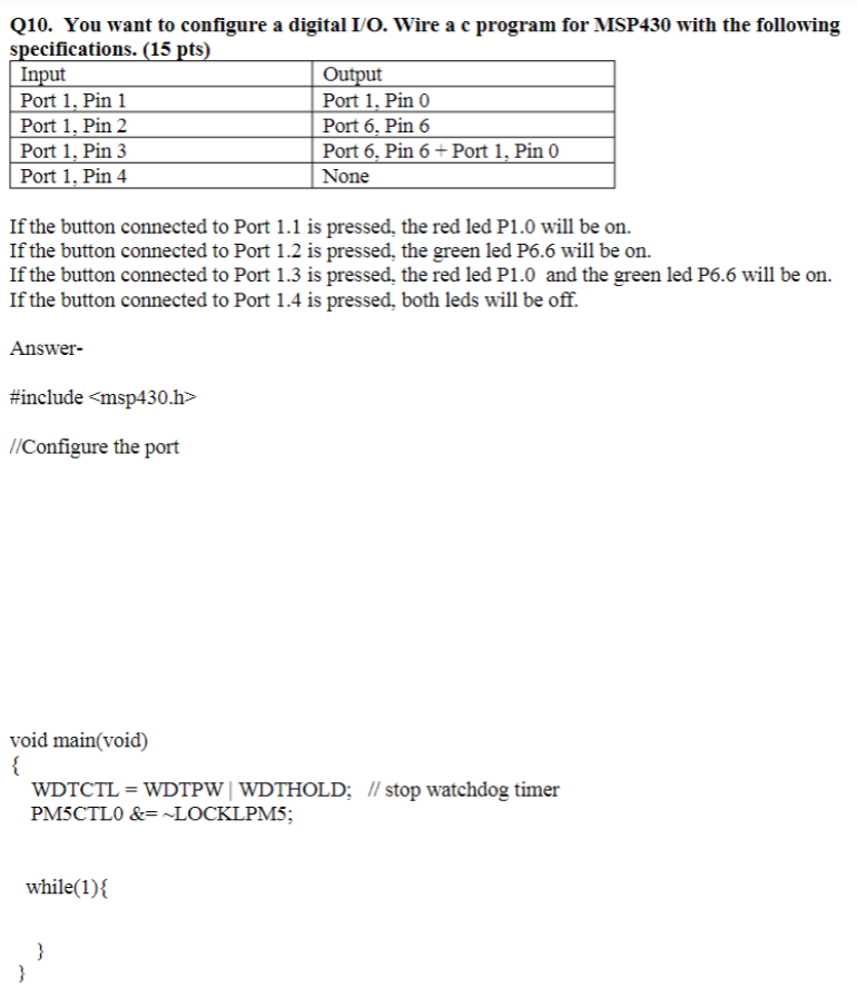 Solved Q10. You want to configure a digital I/O. Wire a c | Chegg.com
