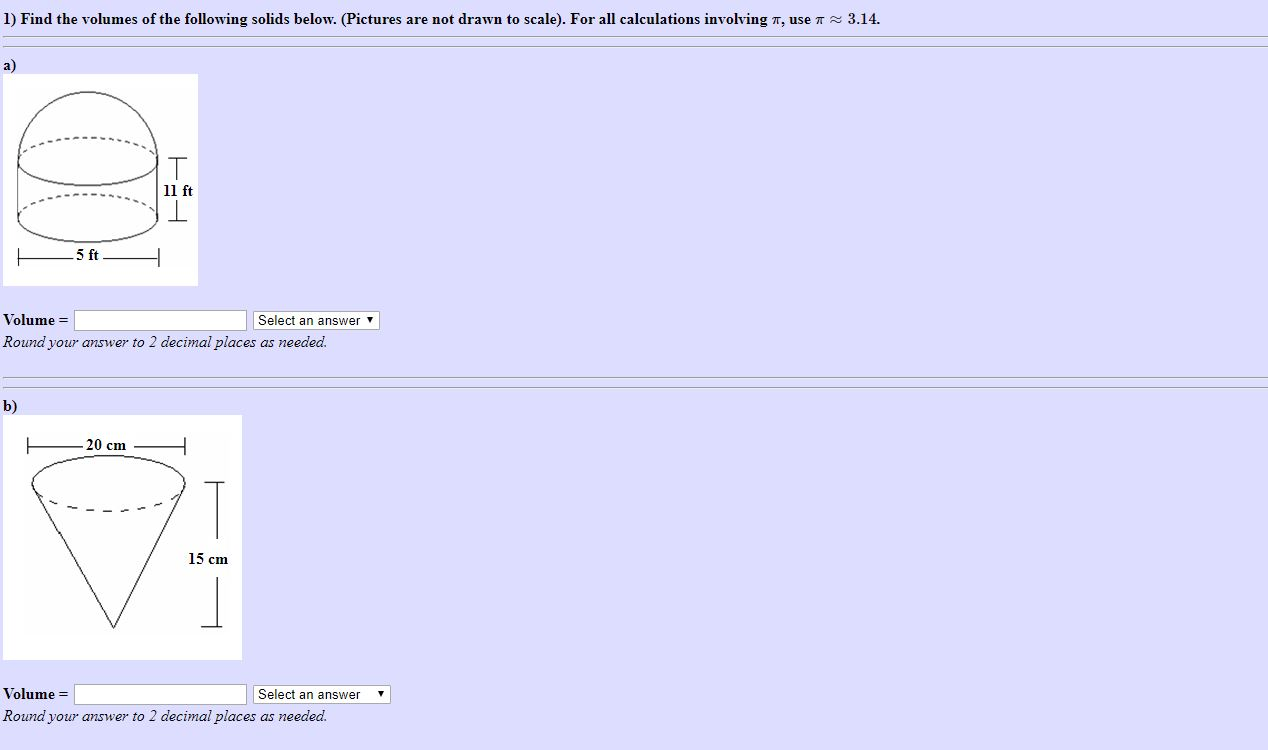 Solved 1) Find the volumes of the following solids below. | Chegg.com
