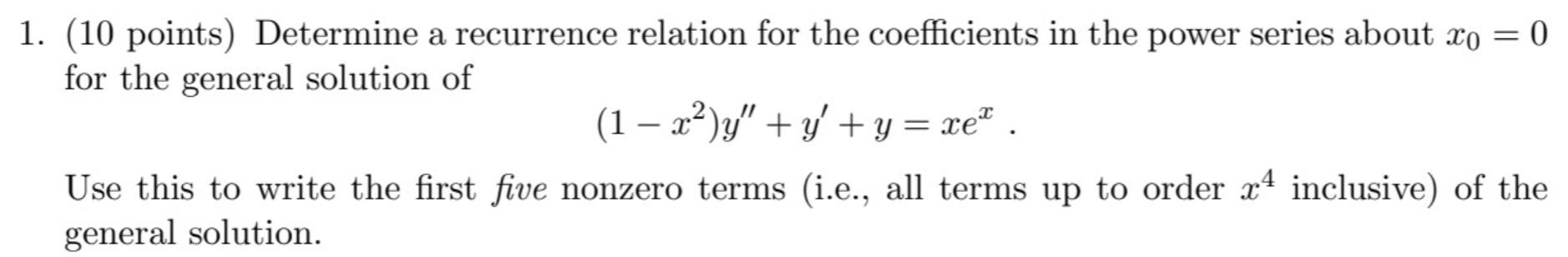 Solved 1 10 Points Determine A Recurrence Relation For