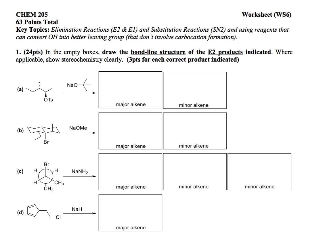 Solved CHEM 205 Worksheet (WSO) 63 Points Total Key Topics: | Chegg.com