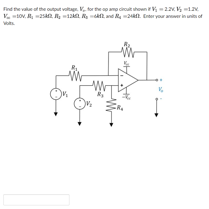 Solved Find the value of the output voltage, Vo, for the op | Chegg.com