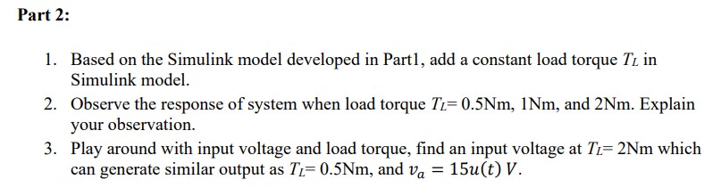 Solved 1. Based on the Simulink model developed in Part1, | Chegg.com