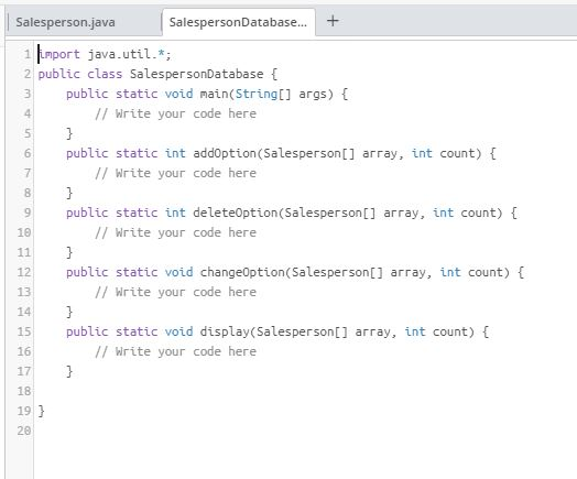 In Chapter 8, you created a Salesperson class with | Chegg.com