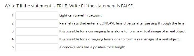 Solved Write T if the statement is TRUE. Write F if the | Chegg.com