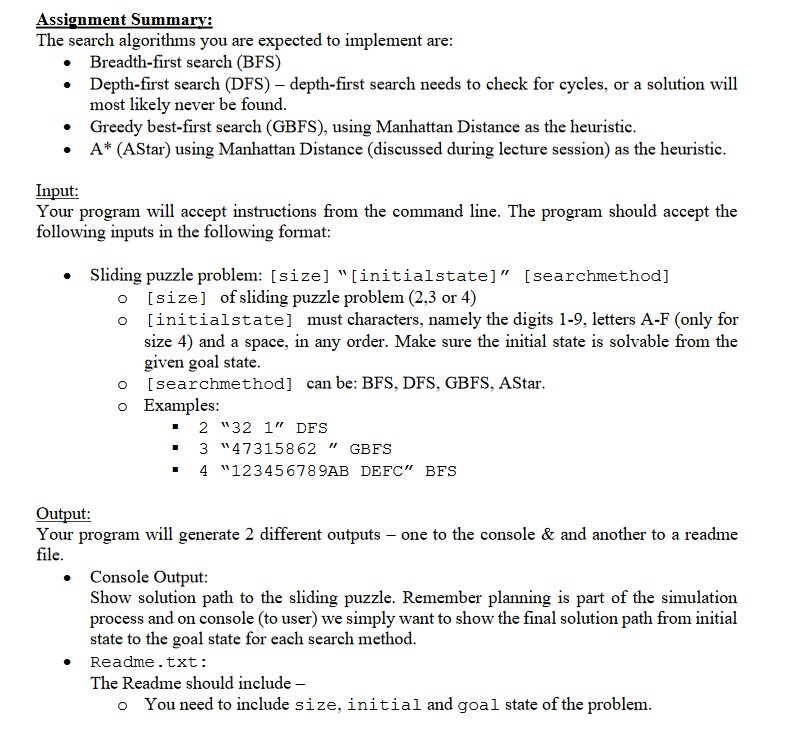 Solved Assignment Summary: The search algorithms you are | Chegg.com