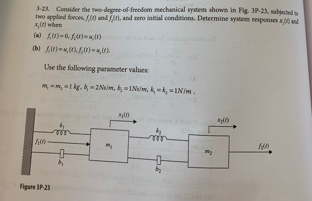 Solved 3-23. Consider the two-degree-of-freedom mechanical | Chegg.com