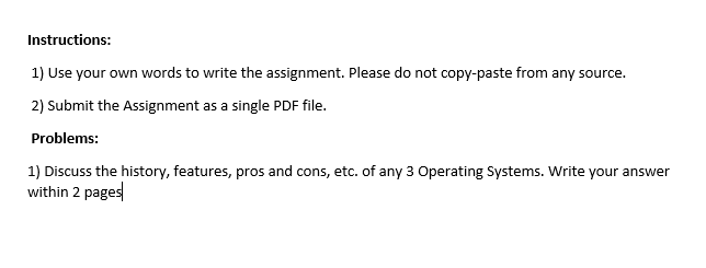 Solved Instructions: 1) Use your own words to write the | Chegg.com