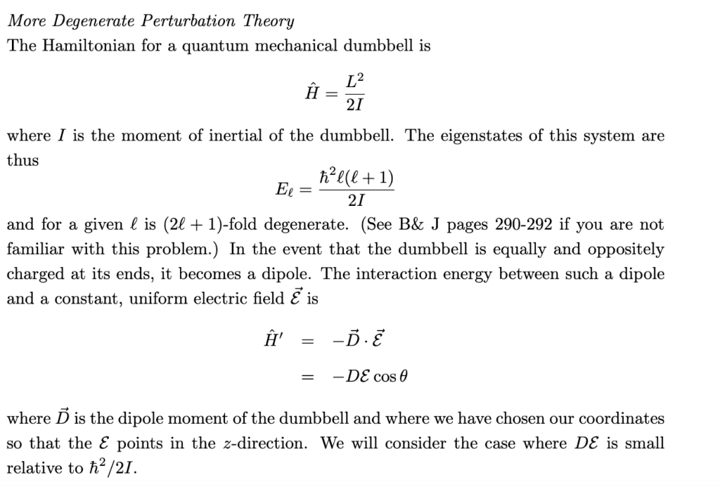 More Degenerate Perturbation Theory The Hamiltonian | Chegg.com