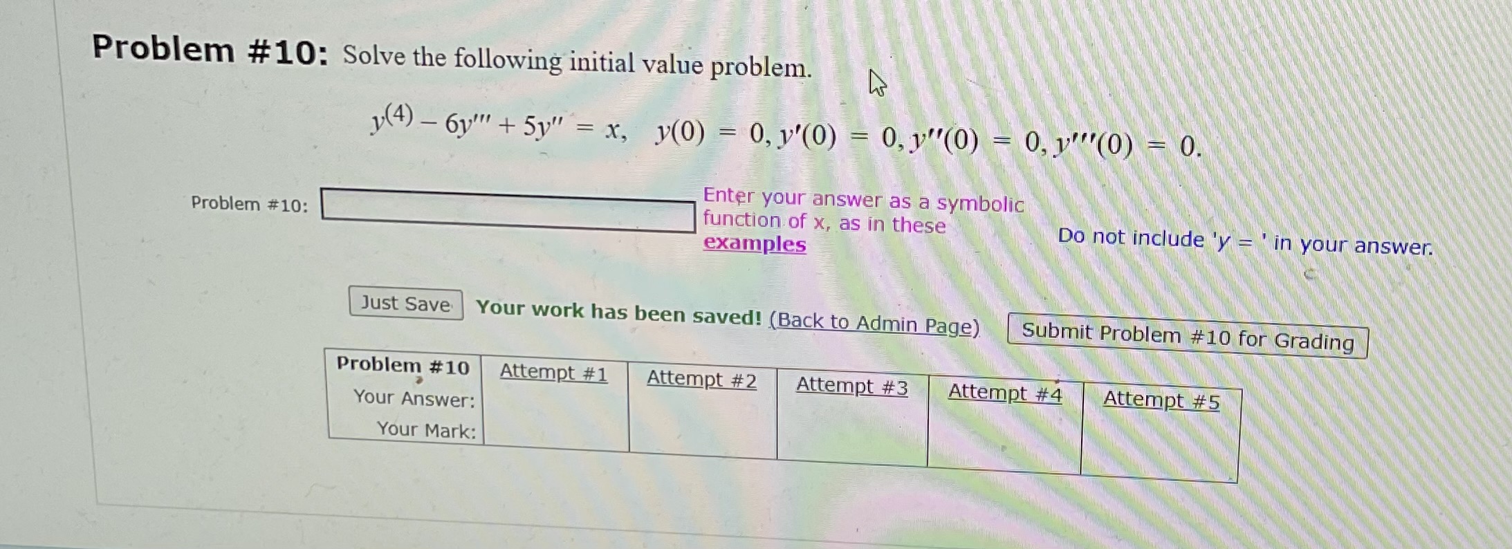 Solved Problem #10: Solve the following initial value | Chegg.com