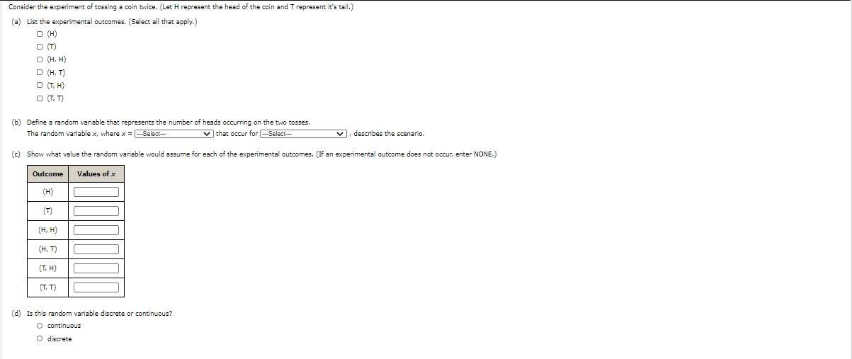 Solved Consider the experiment of tossing a coin twice. (Let | Chegg.com