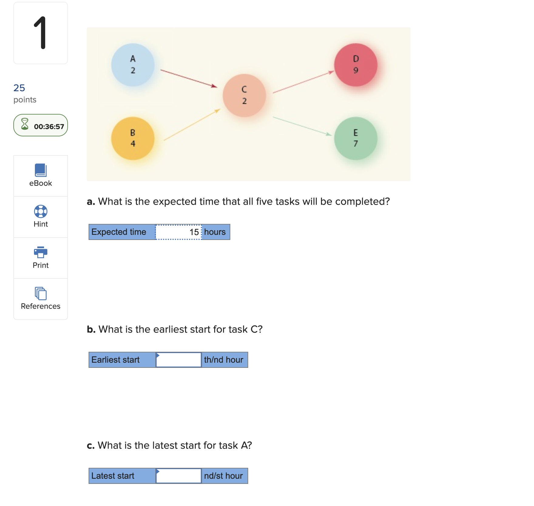 Solved a. What is the expected time that all five tasks will | Chegg.com