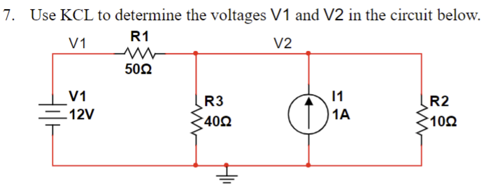 Solved Use KCL ﻿to determine the voltages V1 ﻿and V2 ﻿in the | Chegg.com