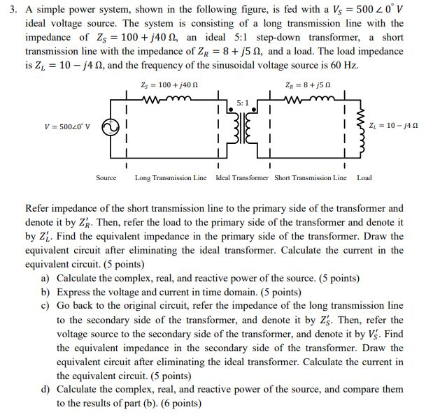 Solved 3. A simple power system, shown in the following | Chegg.com