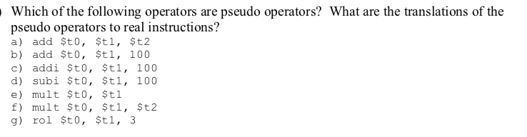Which of the following operators are pseudo | Chegg.com