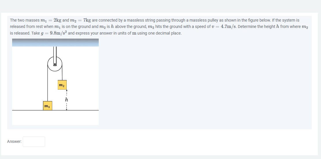 Solved The two masses \\( m_{1}=2 \\mathrm{~kg} \\) and \\( | Chegg.com