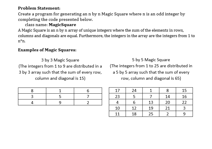 Solved Problem Statement: Create a program for generating an | Chegg.com