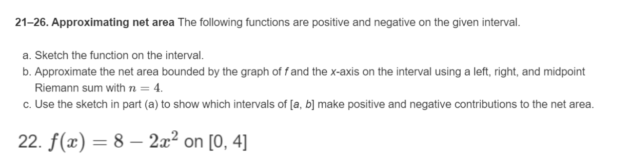 Solved 21-26. Approximating net area The following functions | Chegg.com