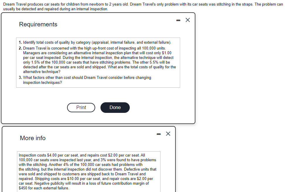 Solved Requirement 1. Identify total costs of quality by | Chegg.com