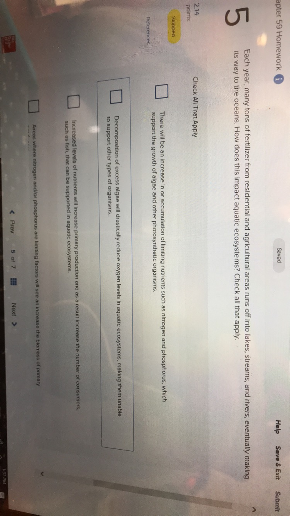 Solved apter 59 Homework Saved Help Save & Exit Submit 5 | Chegg.com