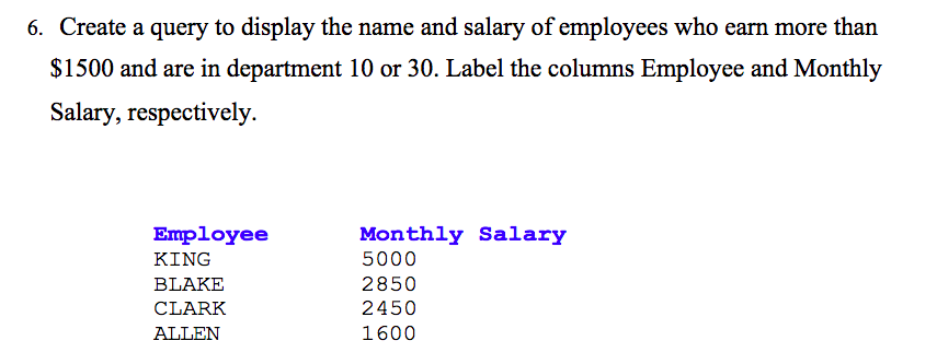Solved Display the employee name and department number of | Chegg.com