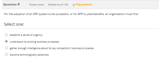 Solved Question 4For the adoption of an ERP system to be | Chegg.com