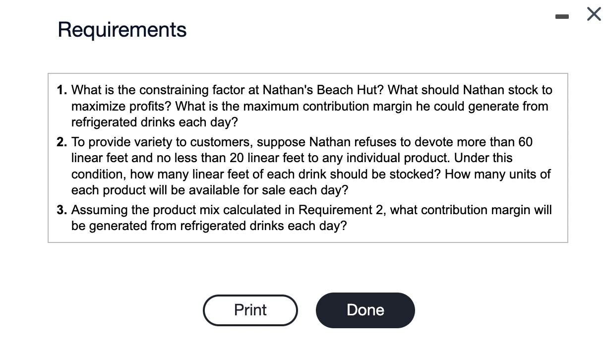 Solved Each morning, Nathan Stenback stocks the drink case | Chegg.com