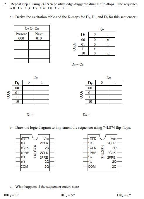 Solved 2. Repeat step I using 74LS74 positive edge-triggered | Chegg.com