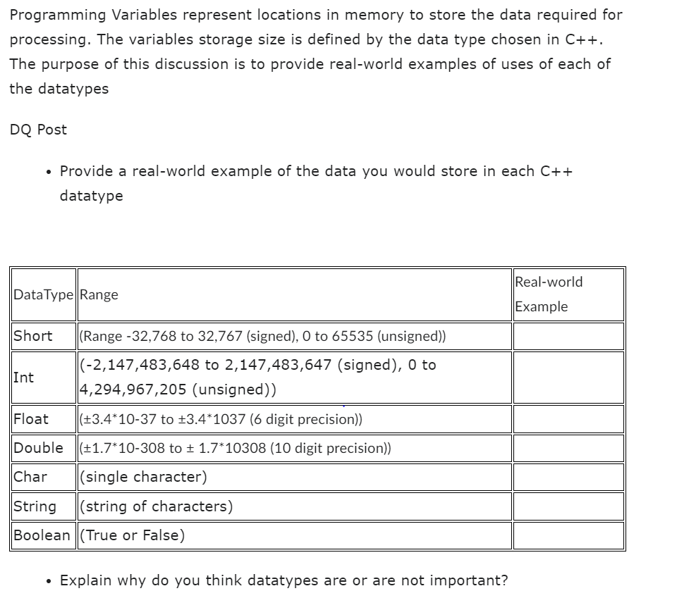 Solved Programming Variables Represent Locations In Memory 