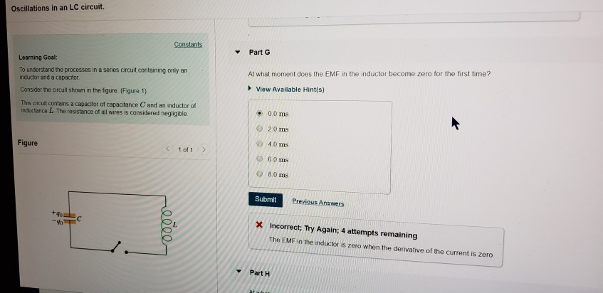 Solved Oscillations in an LC circuit. Constants Part C | Chegg.com