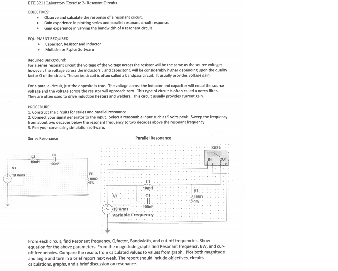 Solved From each circuit, find Resonant frequency, Q factor, | Chegg.com