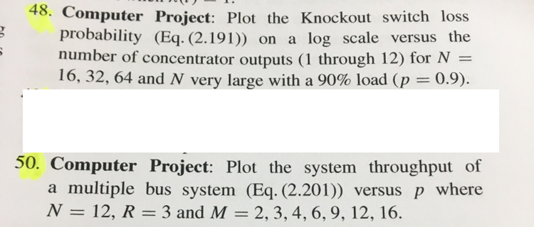 48. Computer Project: Plot the Knockout switch loss | Chegg.com