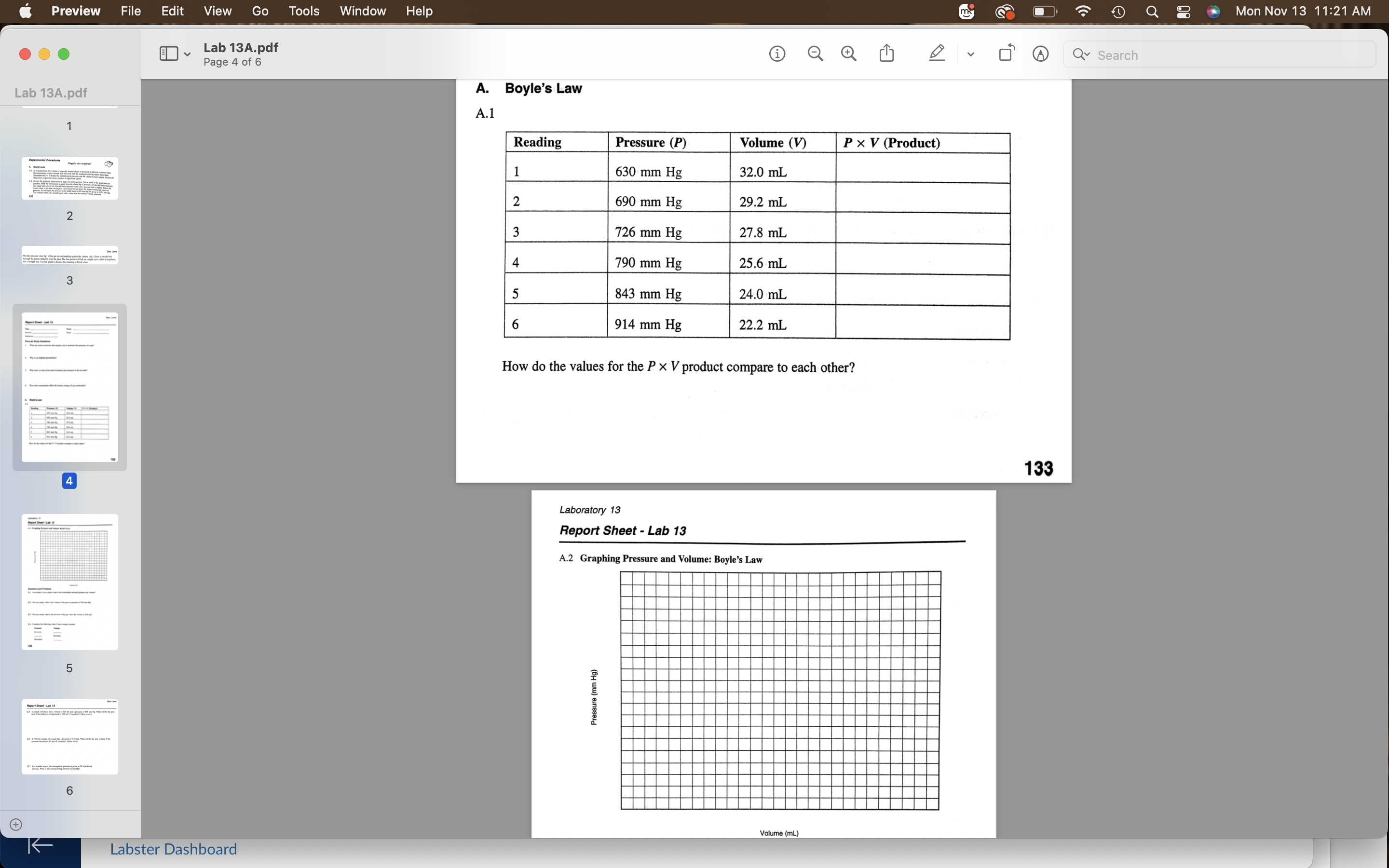 Solved A. Boyle's Law A.1 How do the values for the P×V | Chegg.com