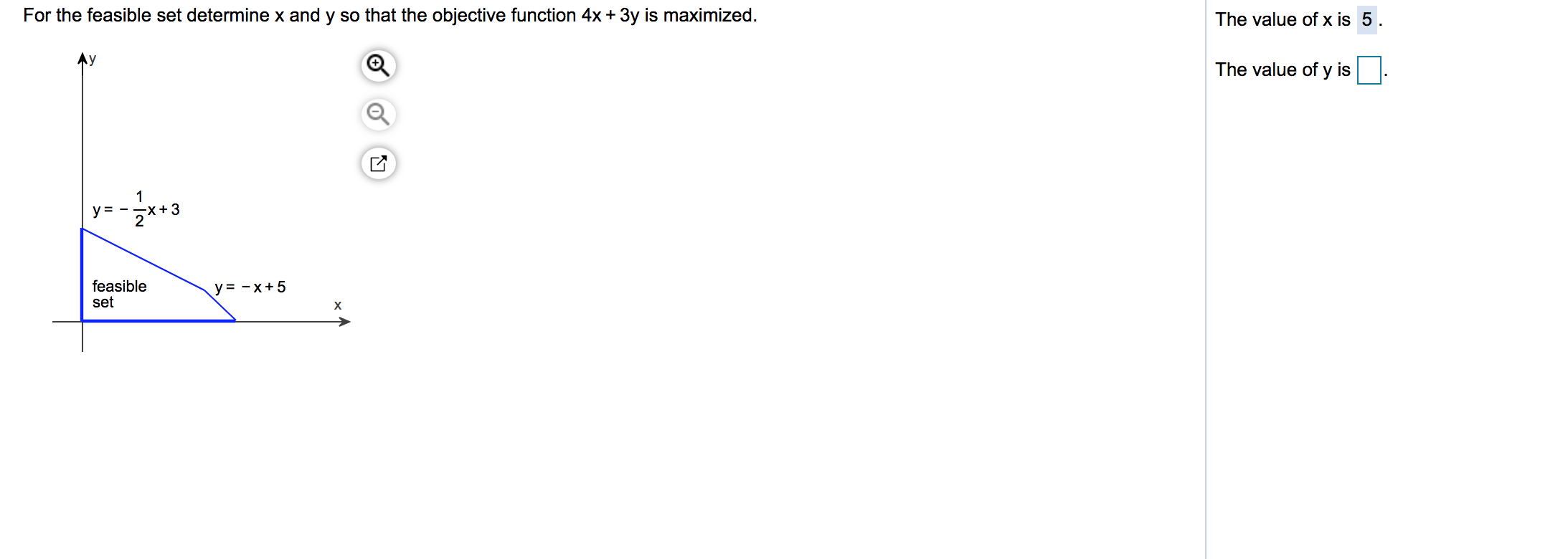 Solved For the feasible set determine x and y so that the | Chegg.com