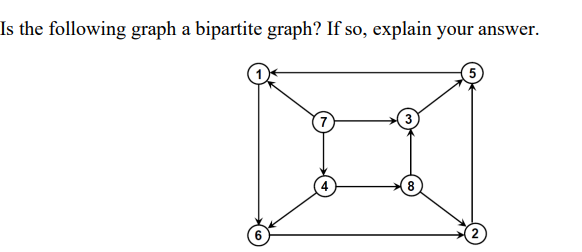 Solved is the following graph a bipartite graph? If so, | Chegg.com