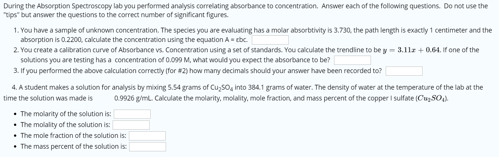 Solved During the Absorption Spectroscopy lab you performed | Chegg.com