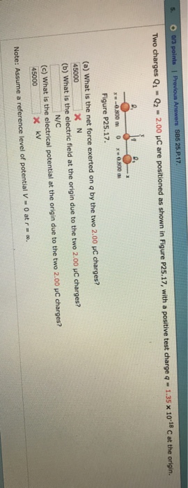 Solved Two charges Q1 = Q2-2.00 ?C are positioned as shown | Chegg.com