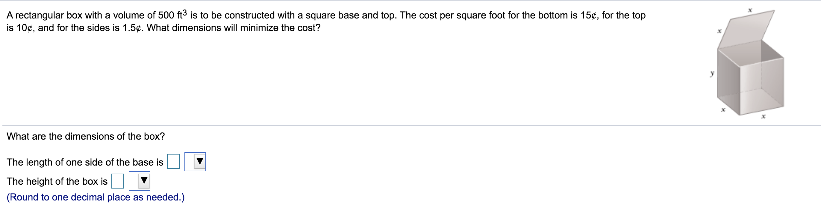 Solved A rectangular box with a volume of 500 ft3 is to be | Chegg.com