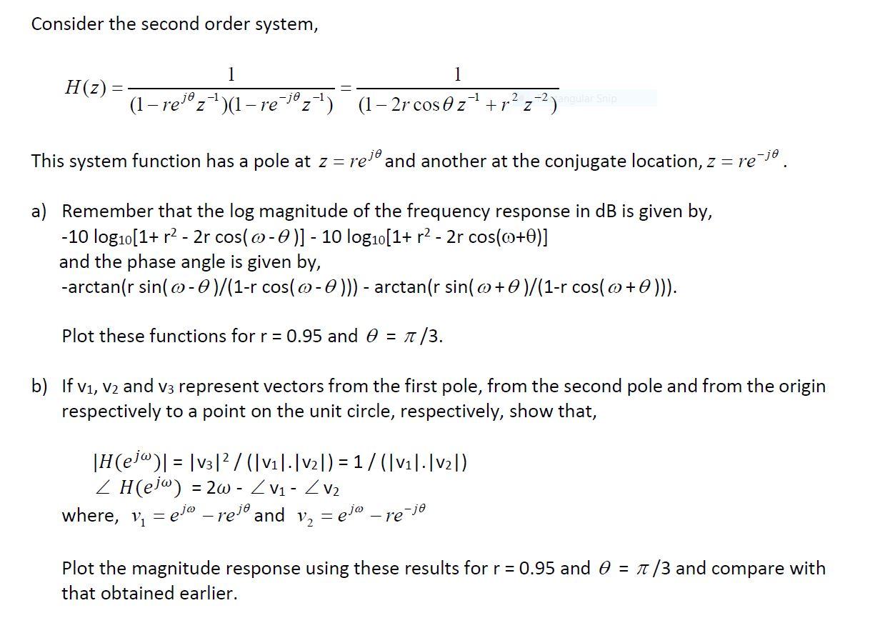 Solved Consider the second order system, | Chegg.com