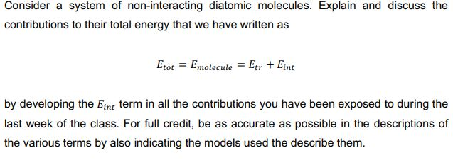 Solved Consider a system of non-interacting diatomic | Chegg.com