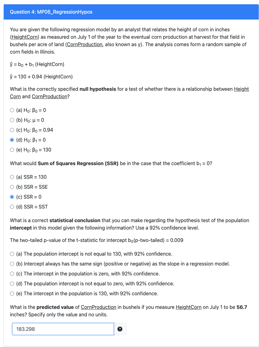 Solved You are given the following regression model by an | Chegg.com
