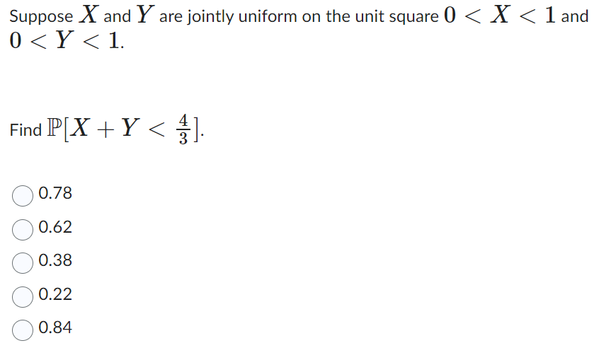 Solved Suppose X and Y are jointly uniform on the unit | Chegg.com